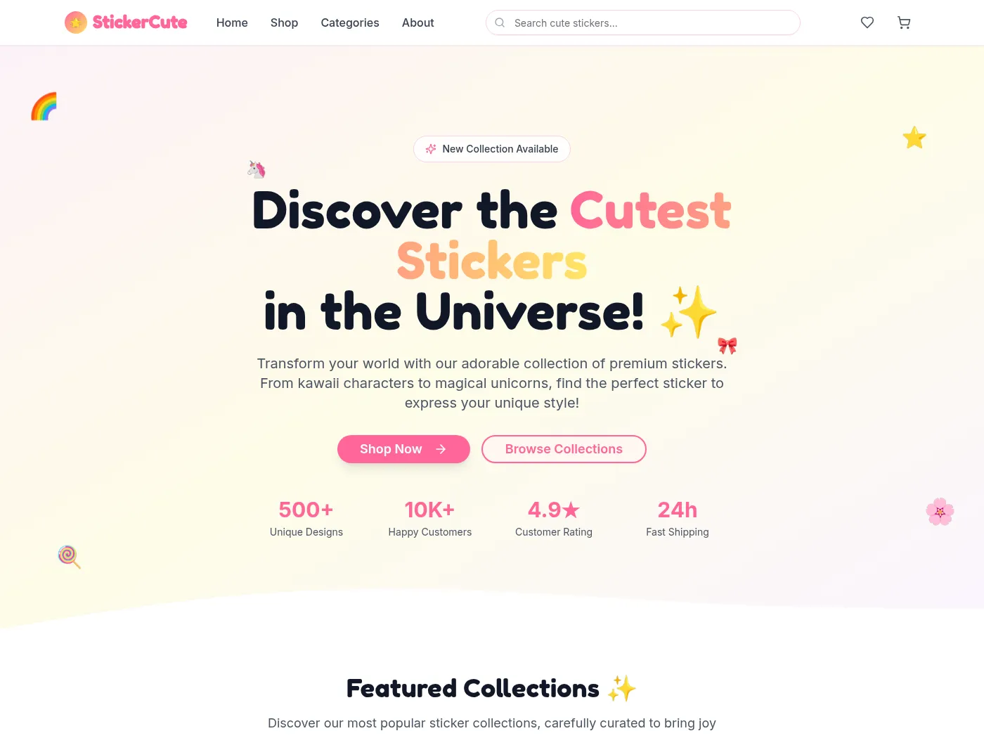 Cute Commerce Platform for Stickers