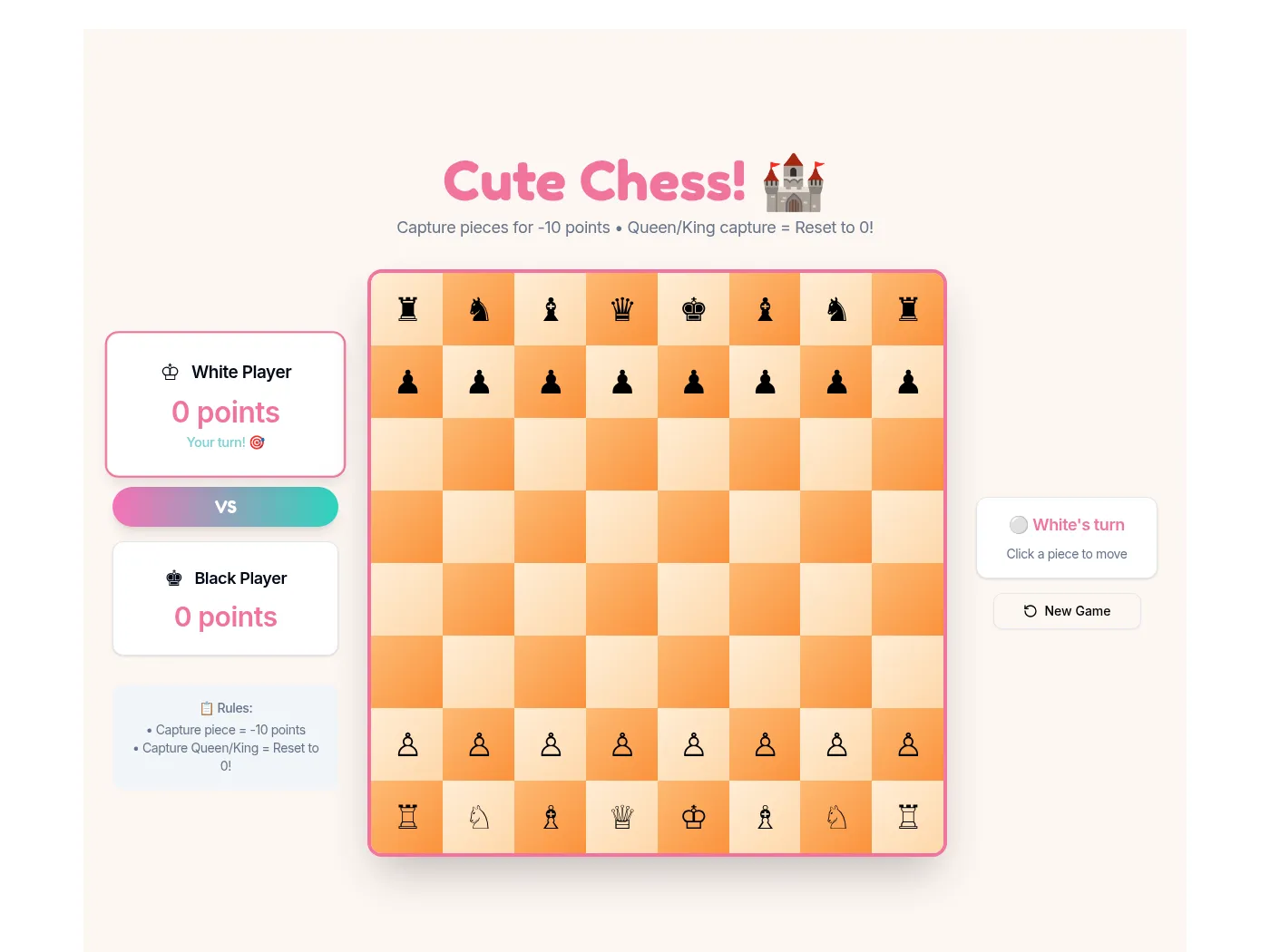 Cute Online Chess Game with Animated Scoring