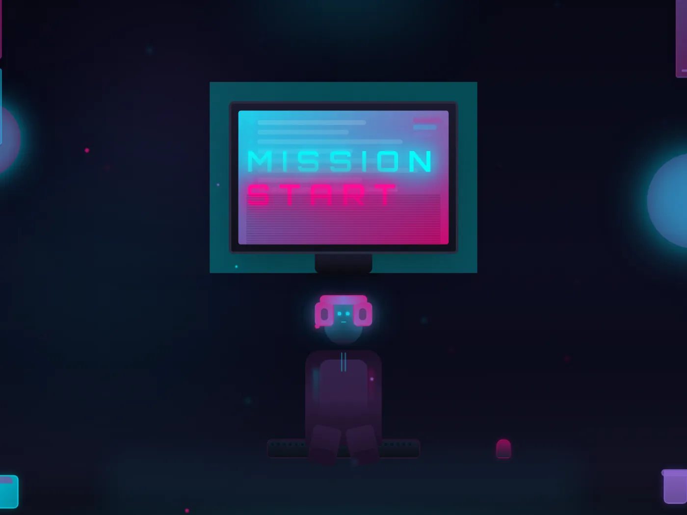 Cyberpunk Gamer Room Animation