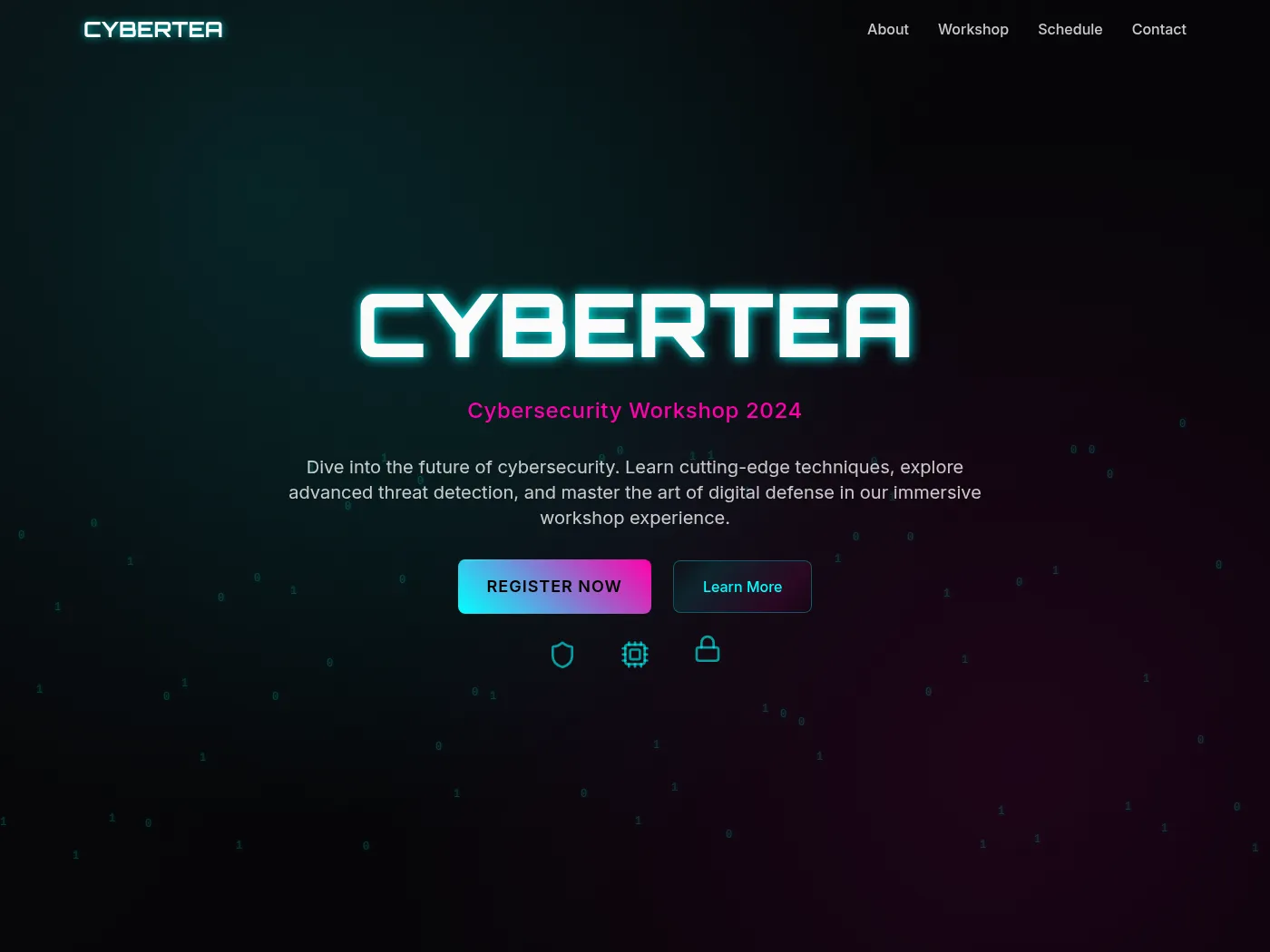 CyberTEA Futuristic Cybersecurity Workshop Website