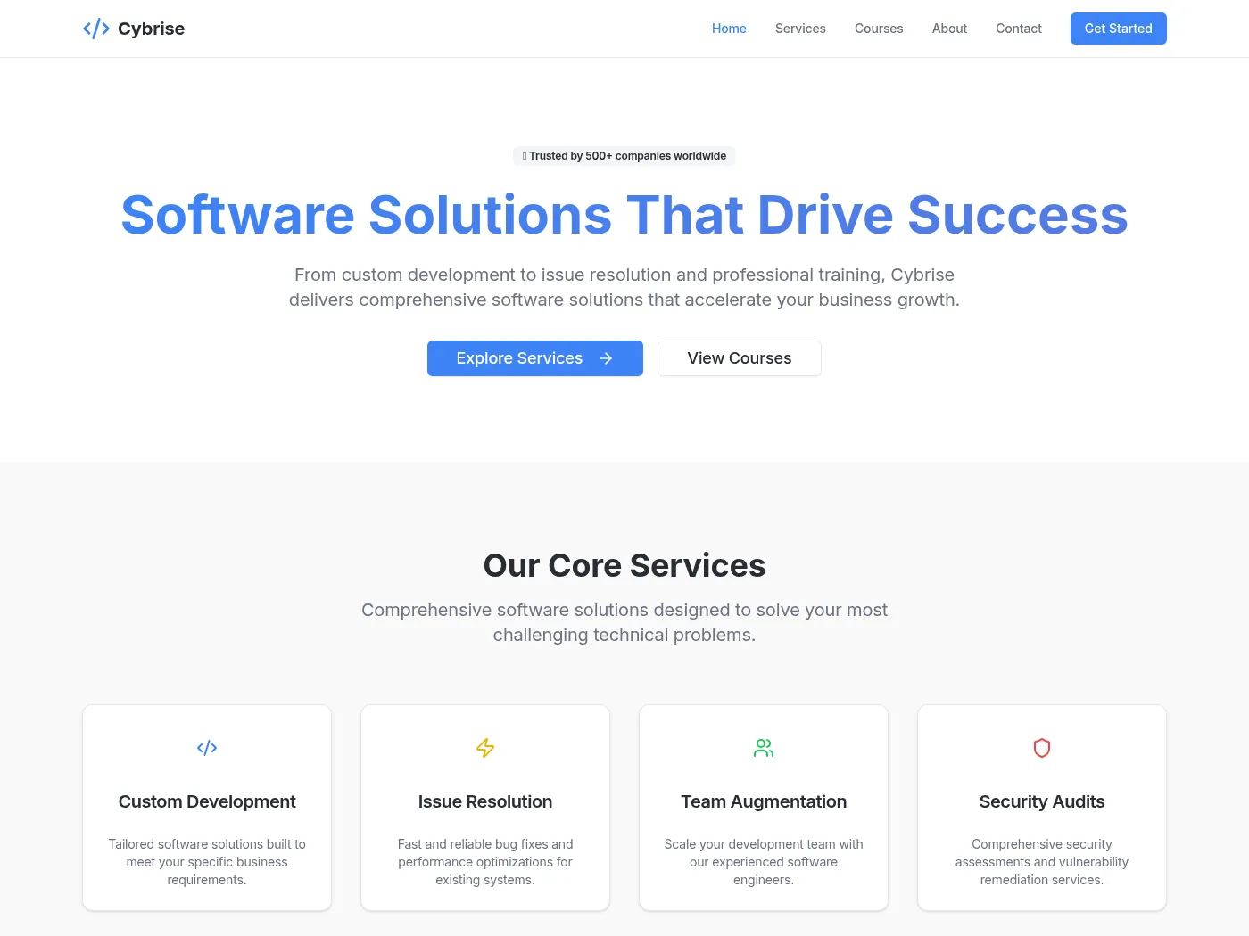 Cybrise Software Solutions & Admin Dashboard