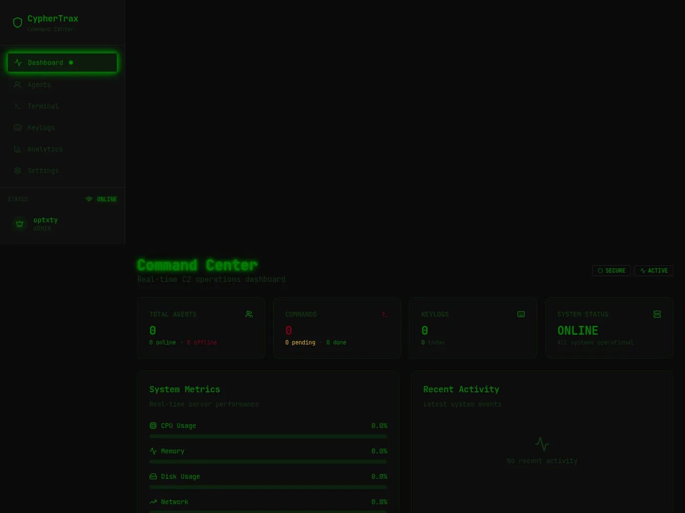 CypherTrax Command Center: Full-Stack C2 Web Application
