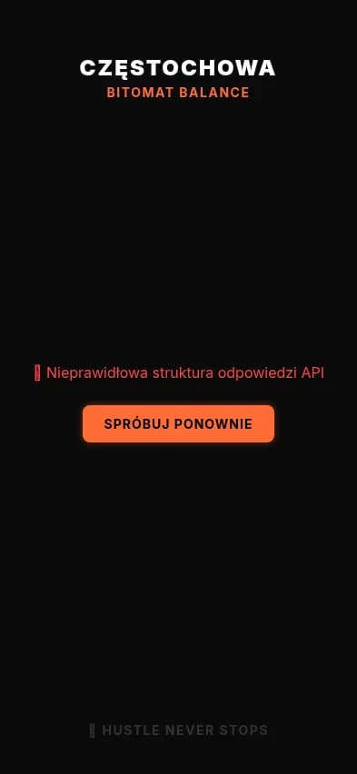 Częstochowa Bitomat Balance — Dark Minimalist Mobile App