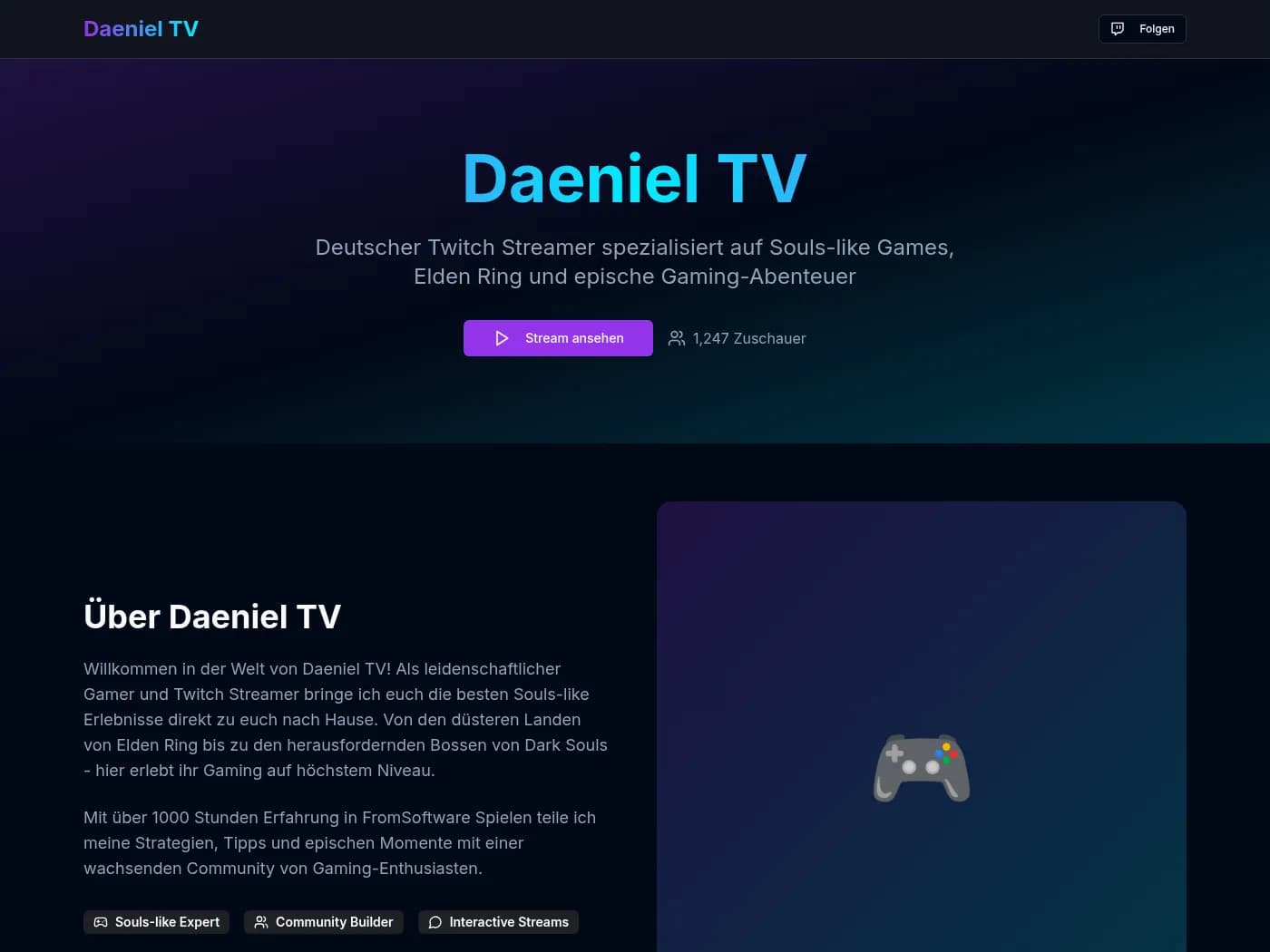 Daeniel TV Twitch Streamer Website