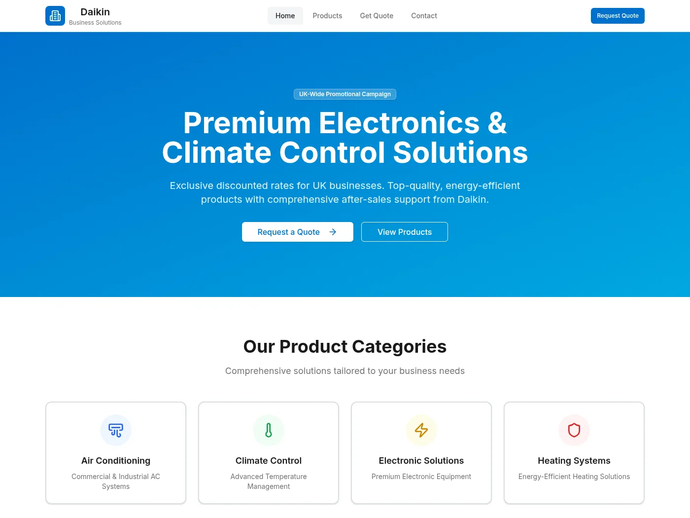 Daikin B2B Electronics Sales Portal