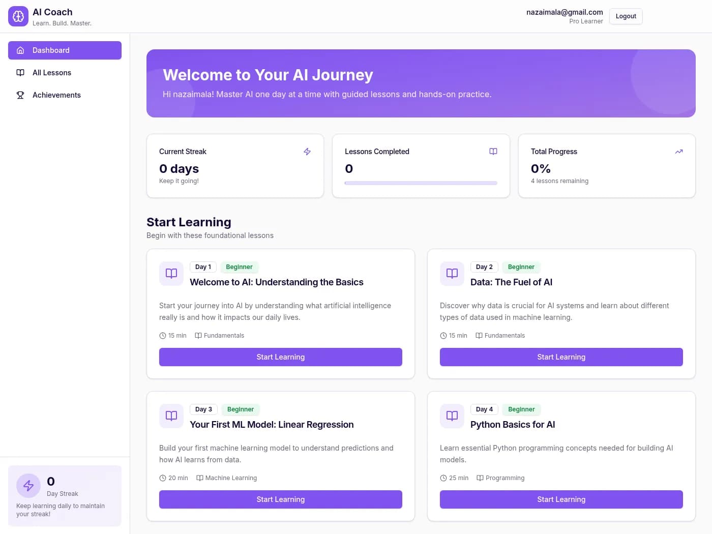 Daily AI Model Builder Coach