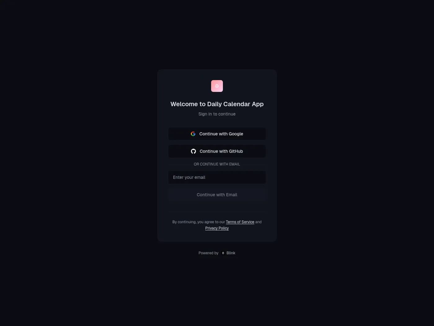 Daily Calendar App