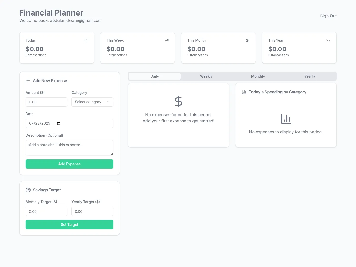 Daily Financial Planner & Expense Manager