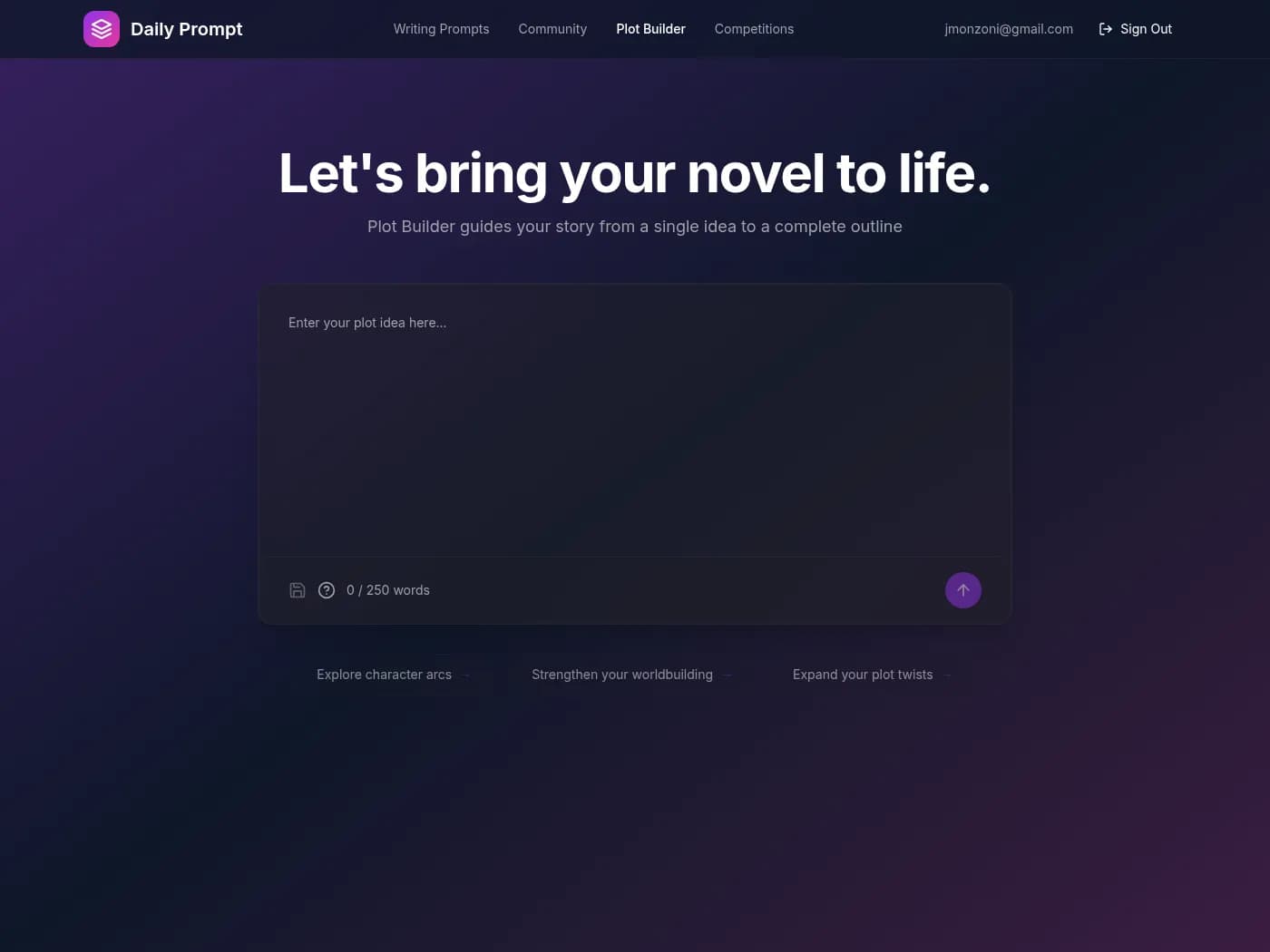Daily Prompt Plot Builder Clone
