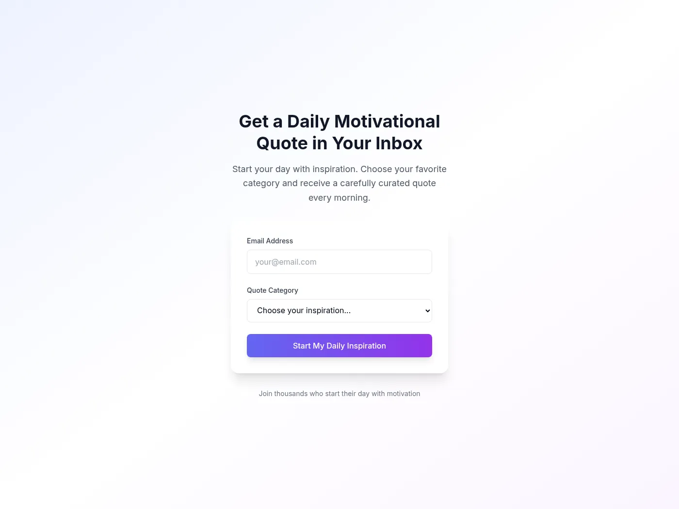 Daily Quote Email Signup Website