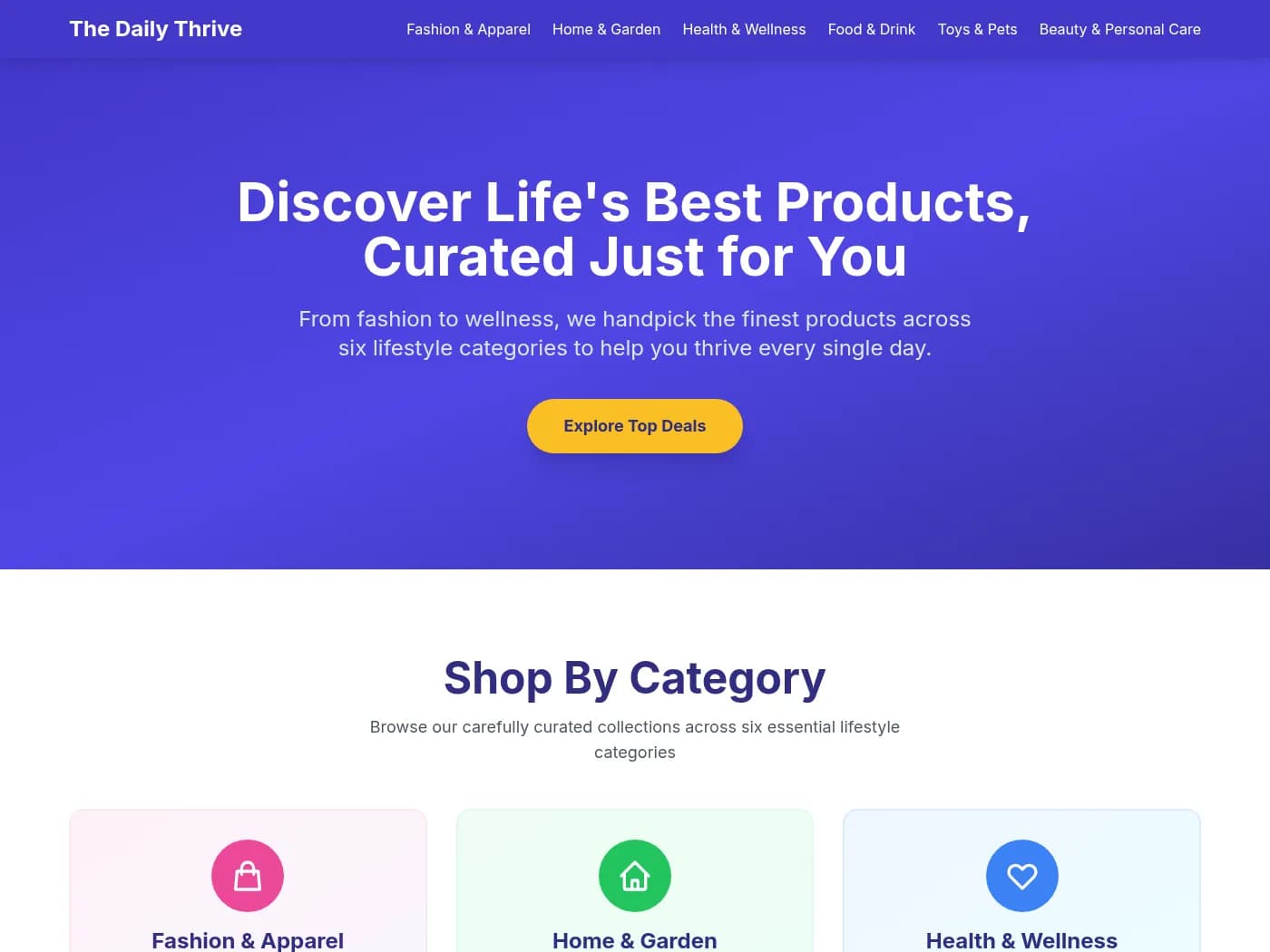 The Daily Thrive Affiliate Hub Website