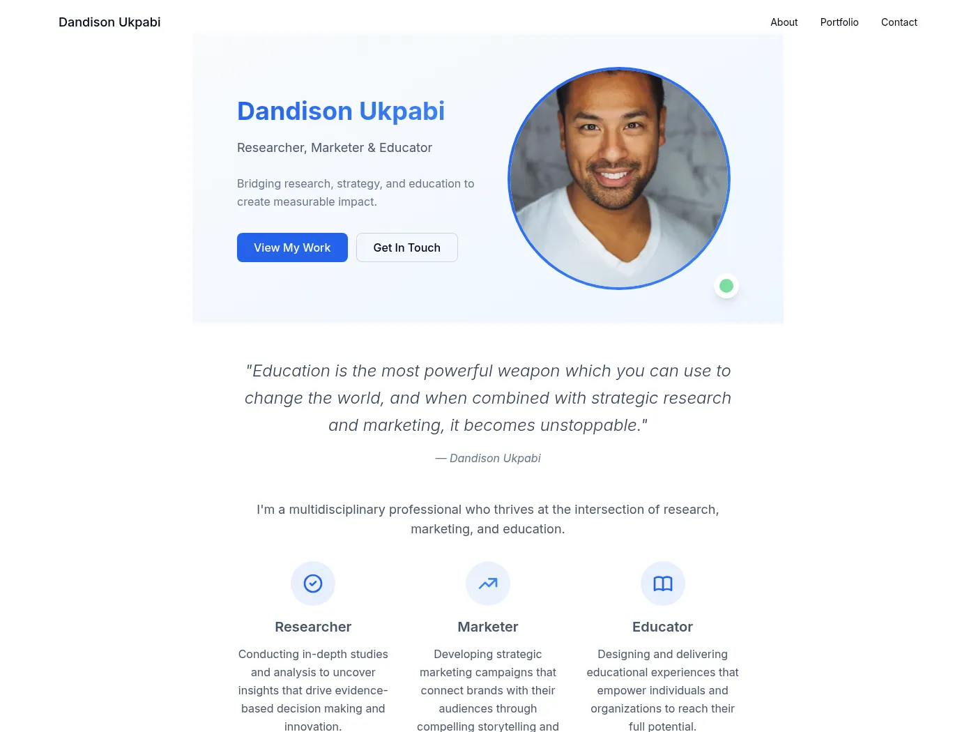 Dandison Ukpabi Portfolio Website Clone