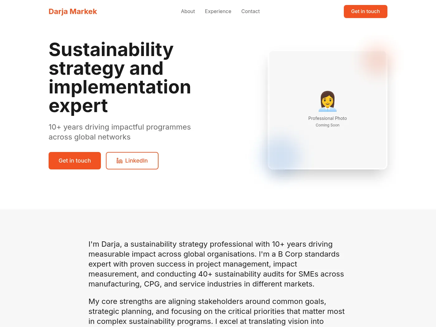 Darja Markek – Sustainability Professional Website