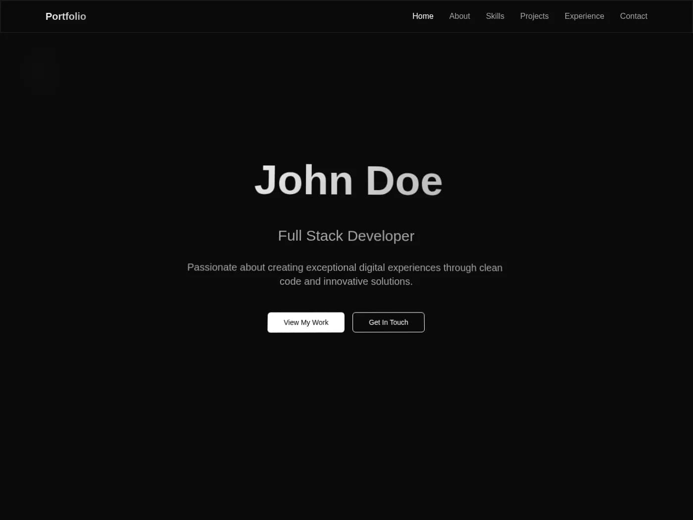 Dark Themed Professional Portfolio Website