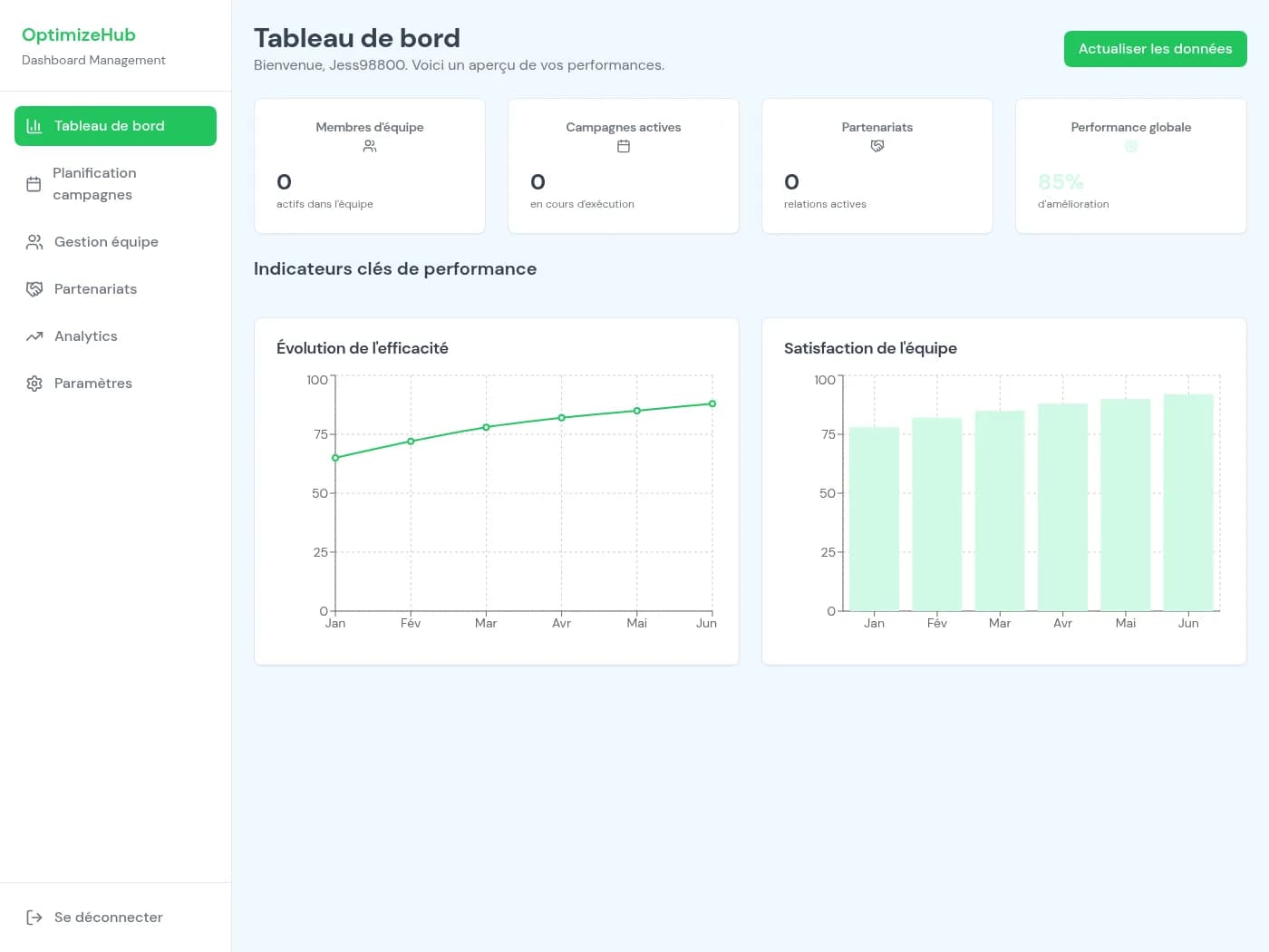 Dashboard & Campaign Planner for Team Management Optimization