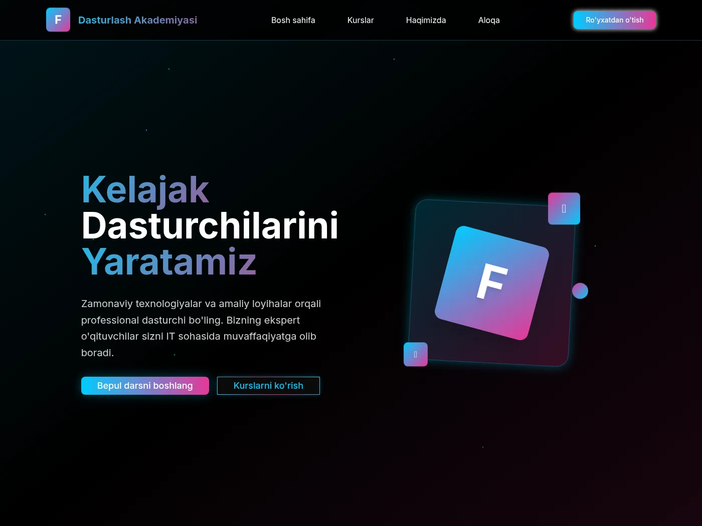 Dasturlash Akademiyasi Interactive Web Portal