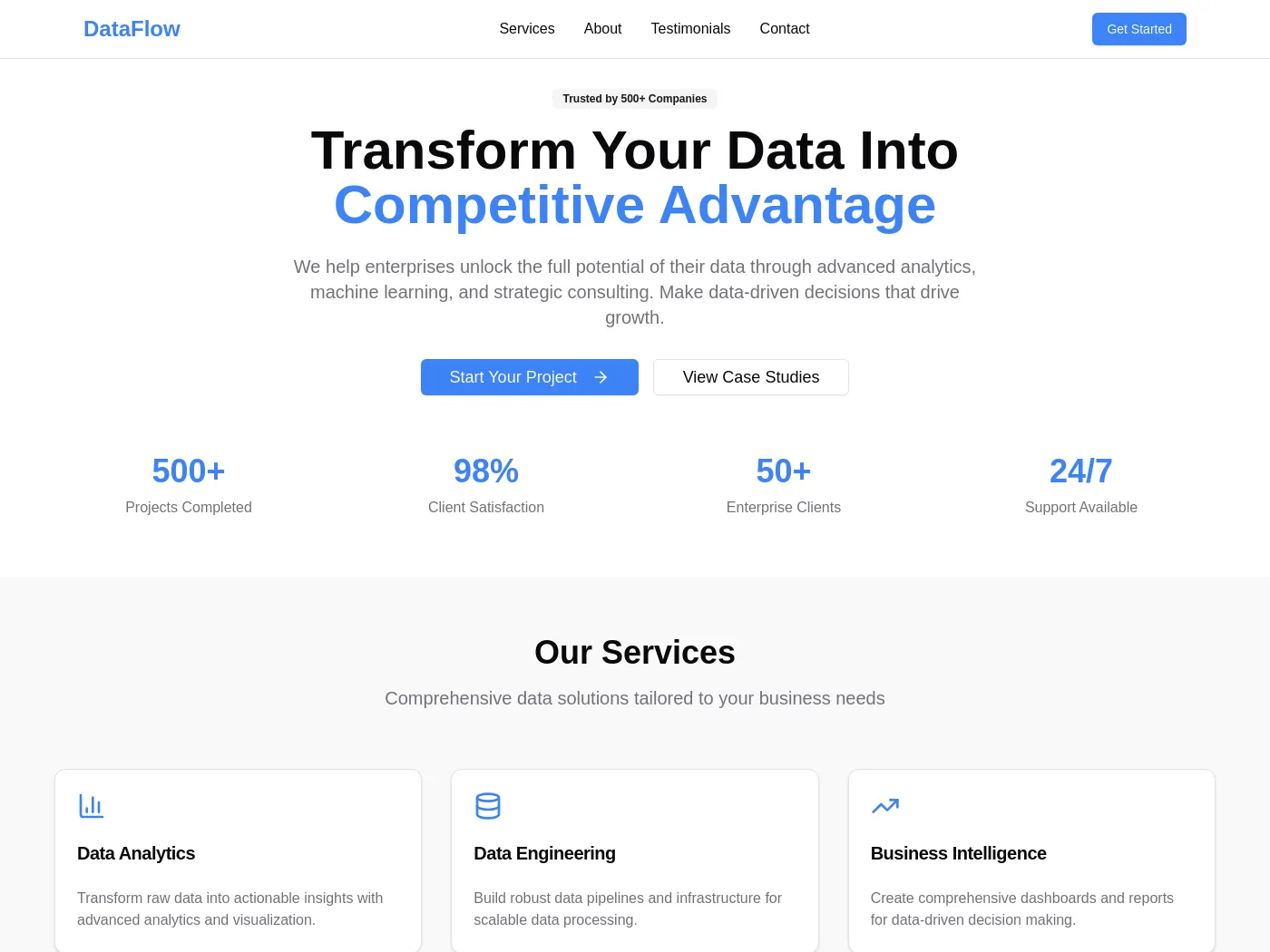 Data Consultancy Landing Page