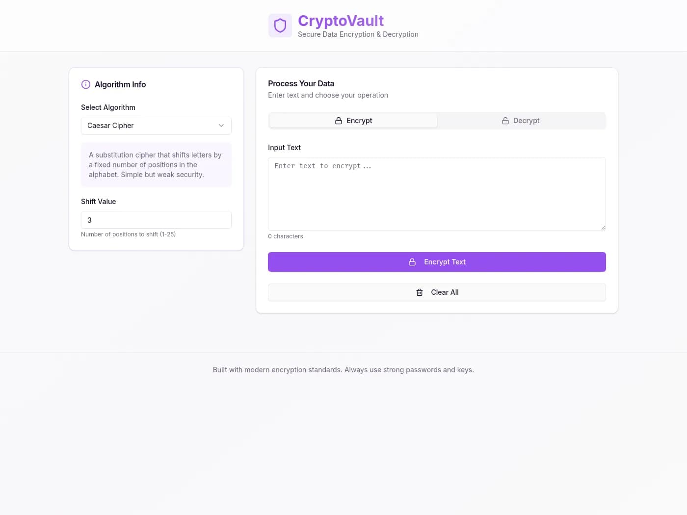 Data Encryption & Decryption Utility Website