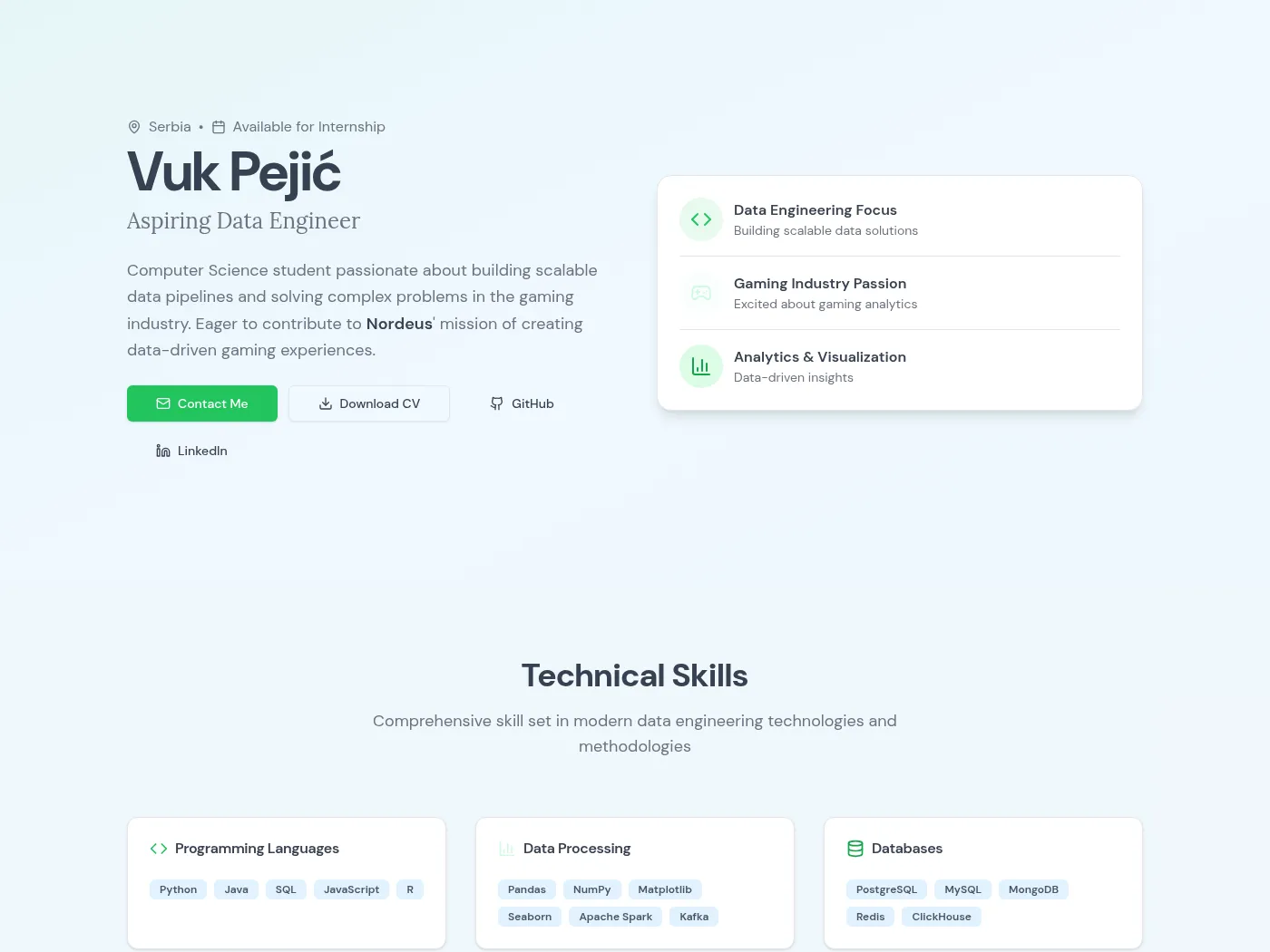 Data Engineer Internship Portfolio for Nordeus