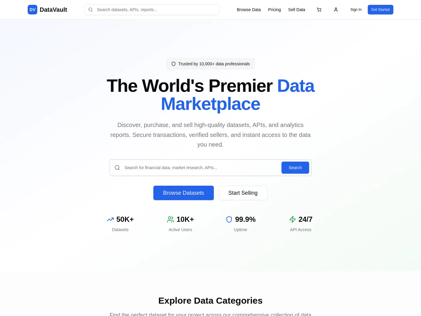 Data Marketplace Website