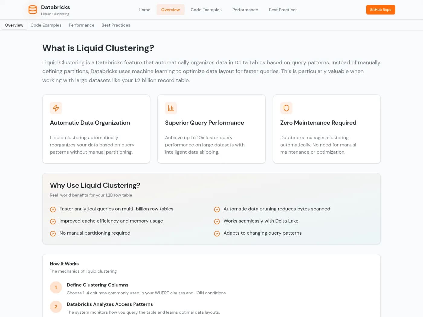 Databricks Delta Tables with Liquid Clustering Sample
