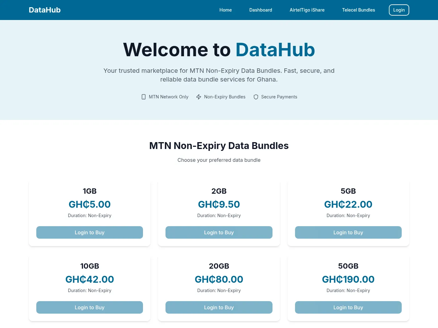 DataHub – Seamless MTN Data Bundle Marketplace Web App