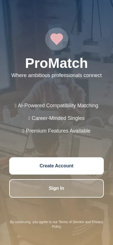ProMatch: Career-Focused Dating App with AI Matching