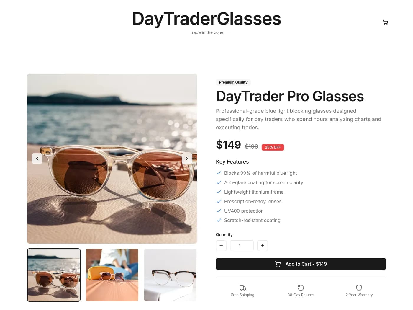DayTraderGlasses Ecommerce Site