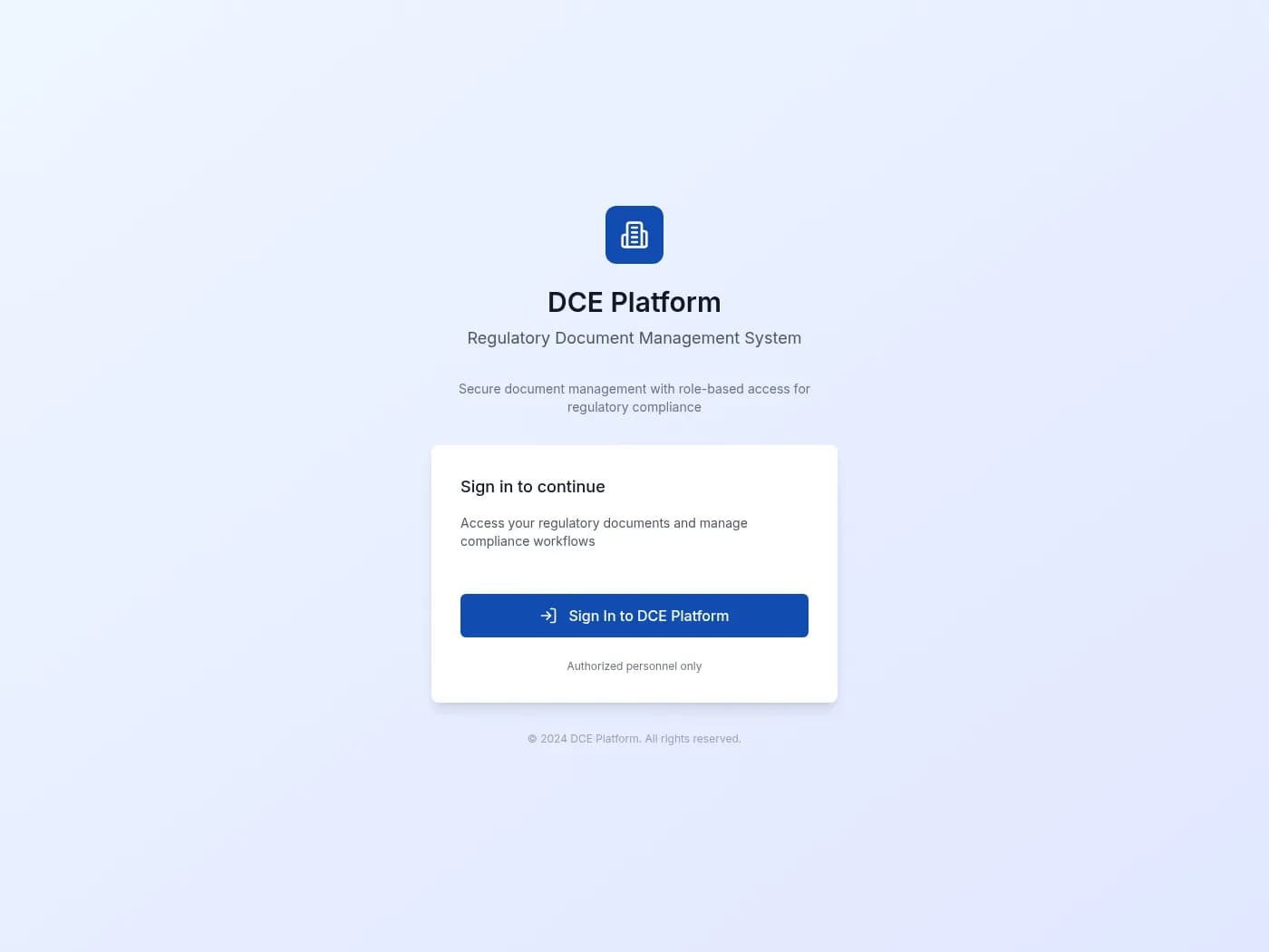DCE Regulatory Document Management Platform