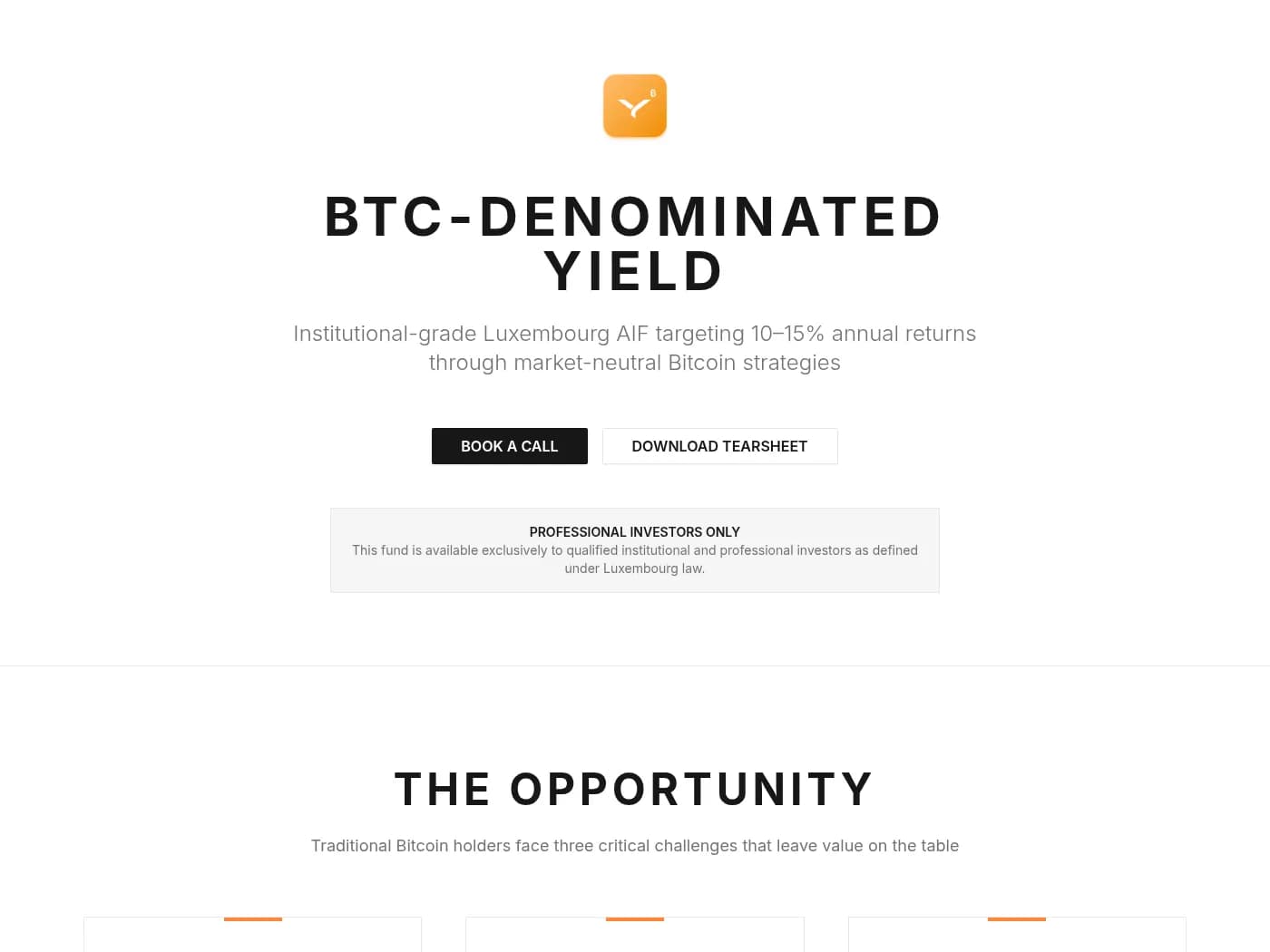 DCY BTC Yield Institutional Landing Page