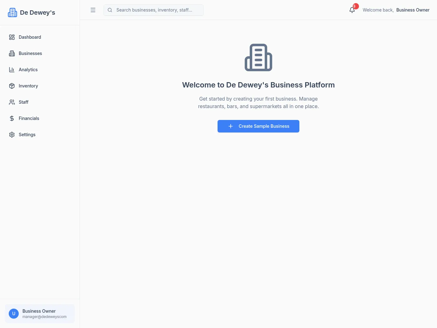 De Dewey's Business Management Platform