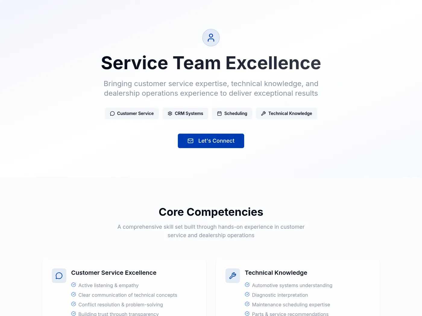 Dealership Service Team Skills Portfolio