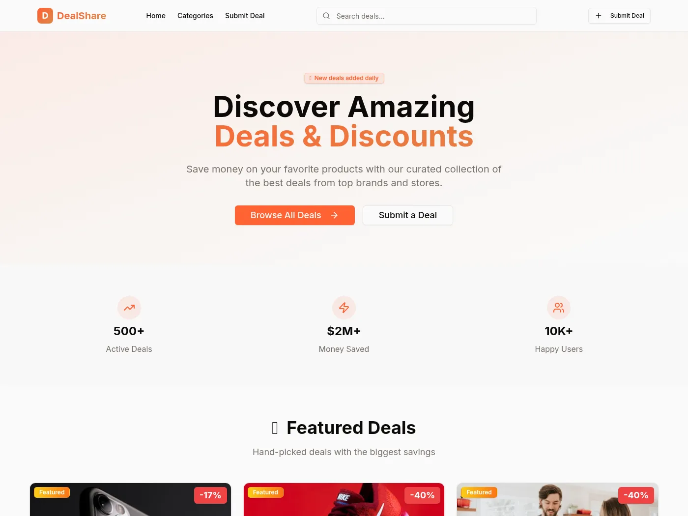 DealShare: Curated Deals Website