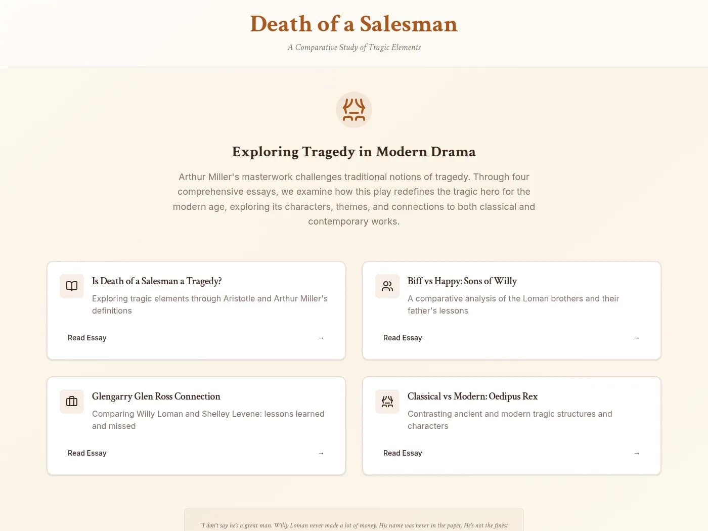Tragic Elements Analysis: Death of a Salesman Comparative Study Platform