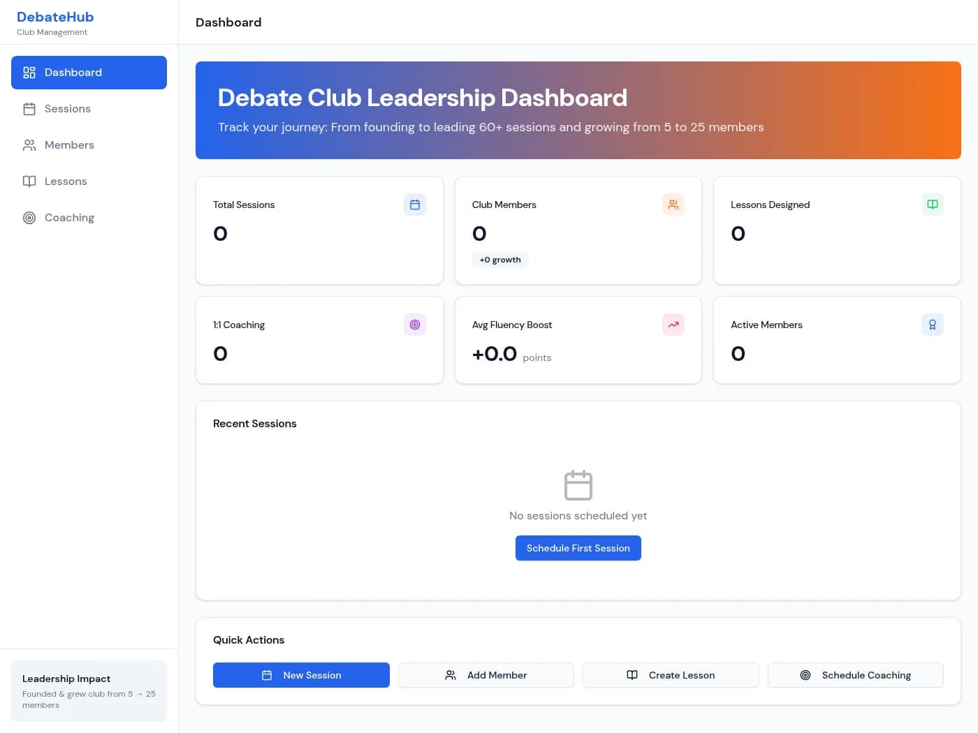 Interactive Debate Club Management Portal