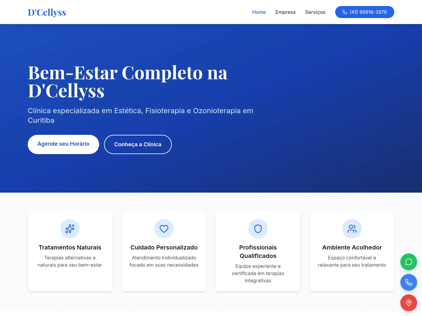 Decellyss Clínica Site Remake com Integração WhatsApp e Recursos Interativos