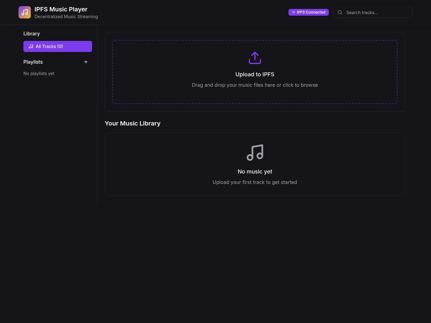 Decentralized IPFS Music Player