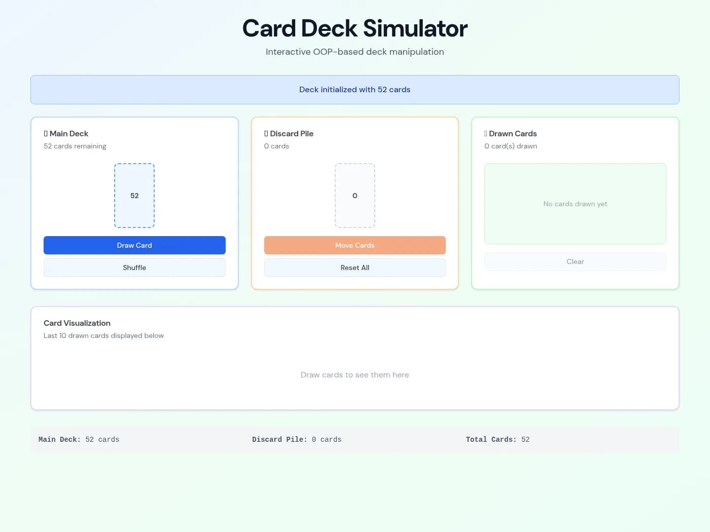 Object-Oriented Card Deck Library Adapted for Web