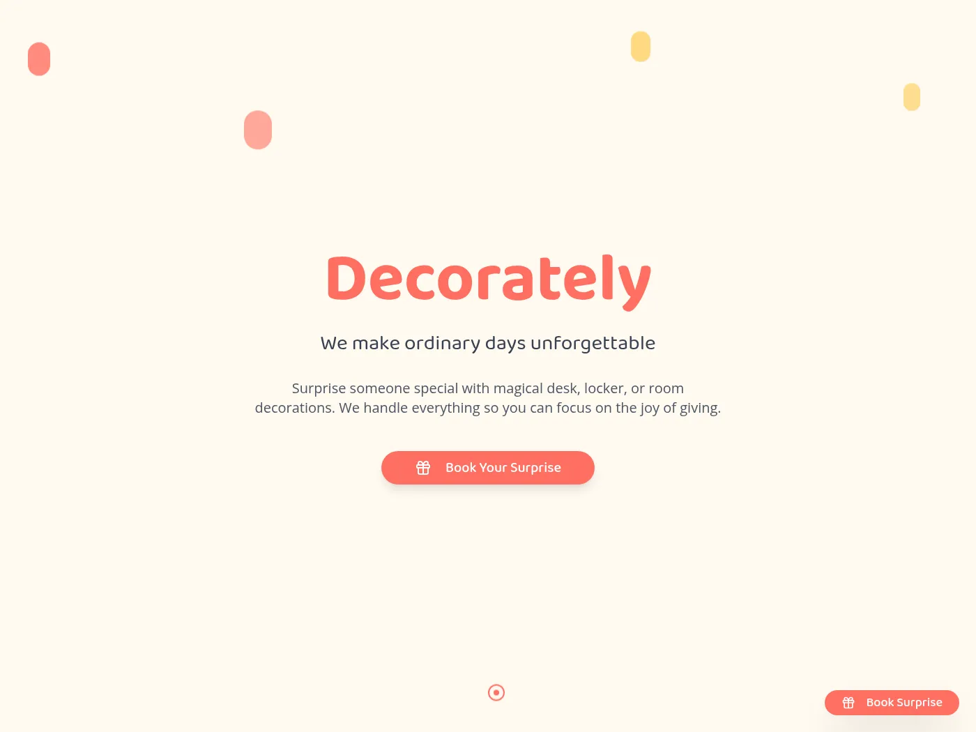 Decorately: The Playful Celebration Curator Landing & Booking Site