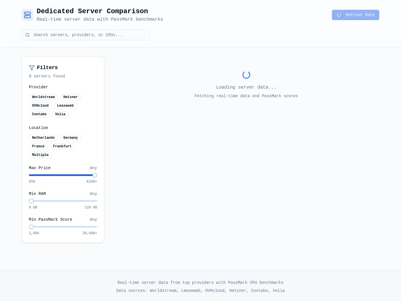 Dedicated Server Comparison Wizard