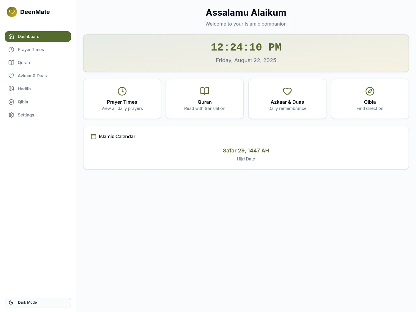 DeenMate: Comprehensive Islamic Lifestyle App