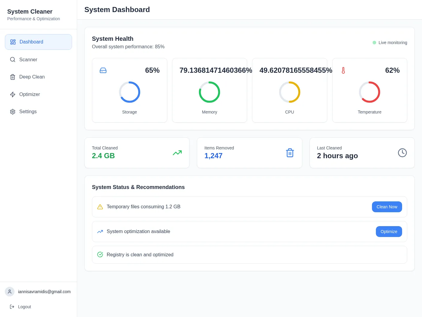 Deep Cleaning and Performance Optimization App