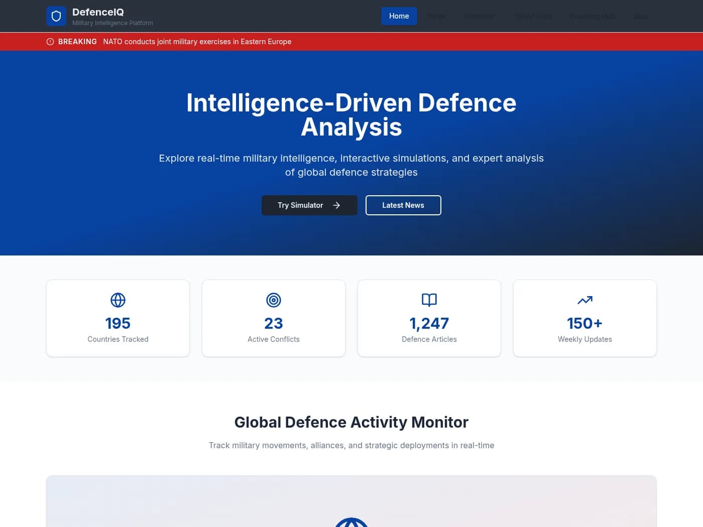 DefenceIQ: Real-Time News, Interactive Military Simulations & Learning Platform