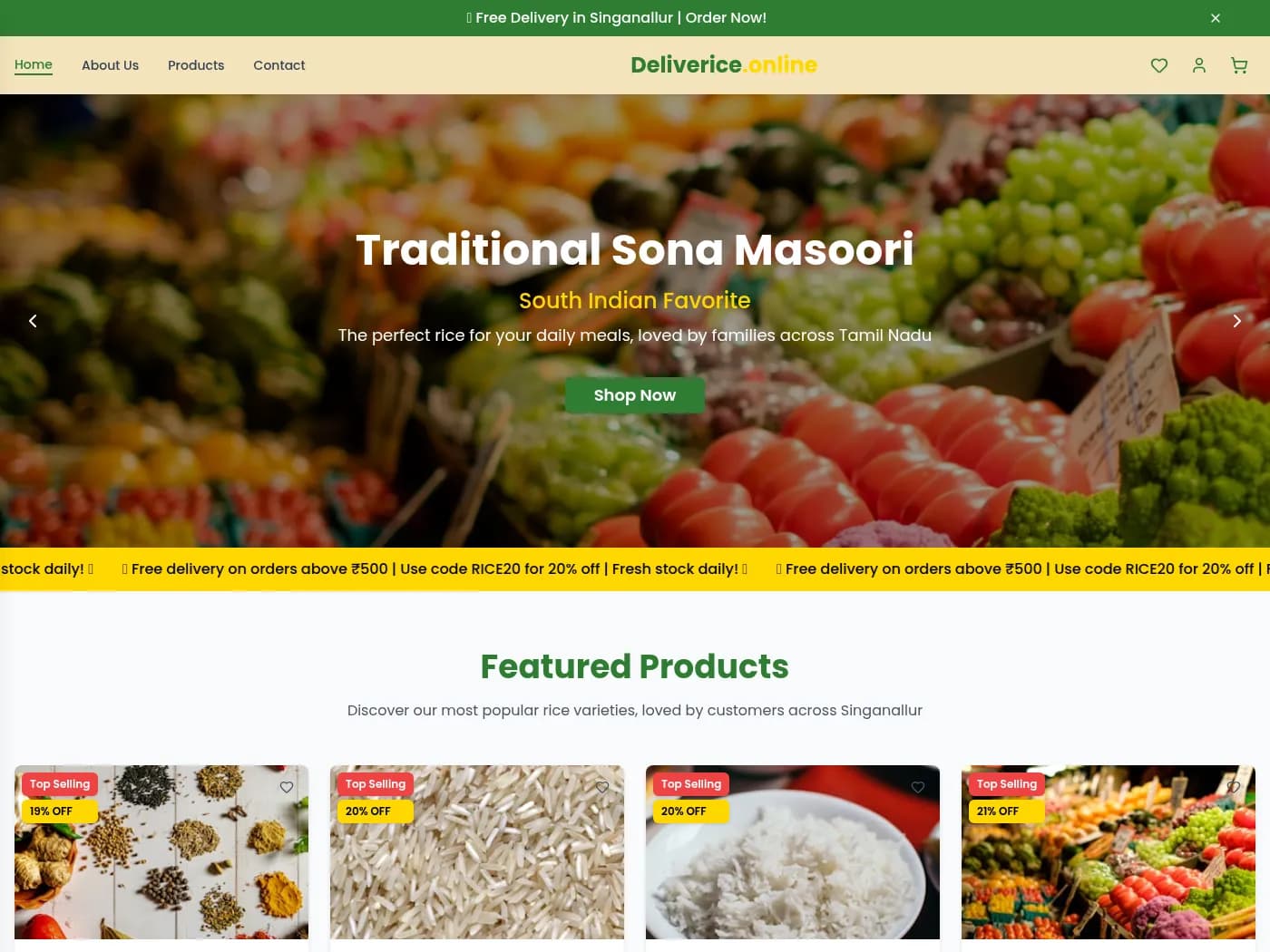 Deliverice.online – Premium Rice E-commerce for Singanallur