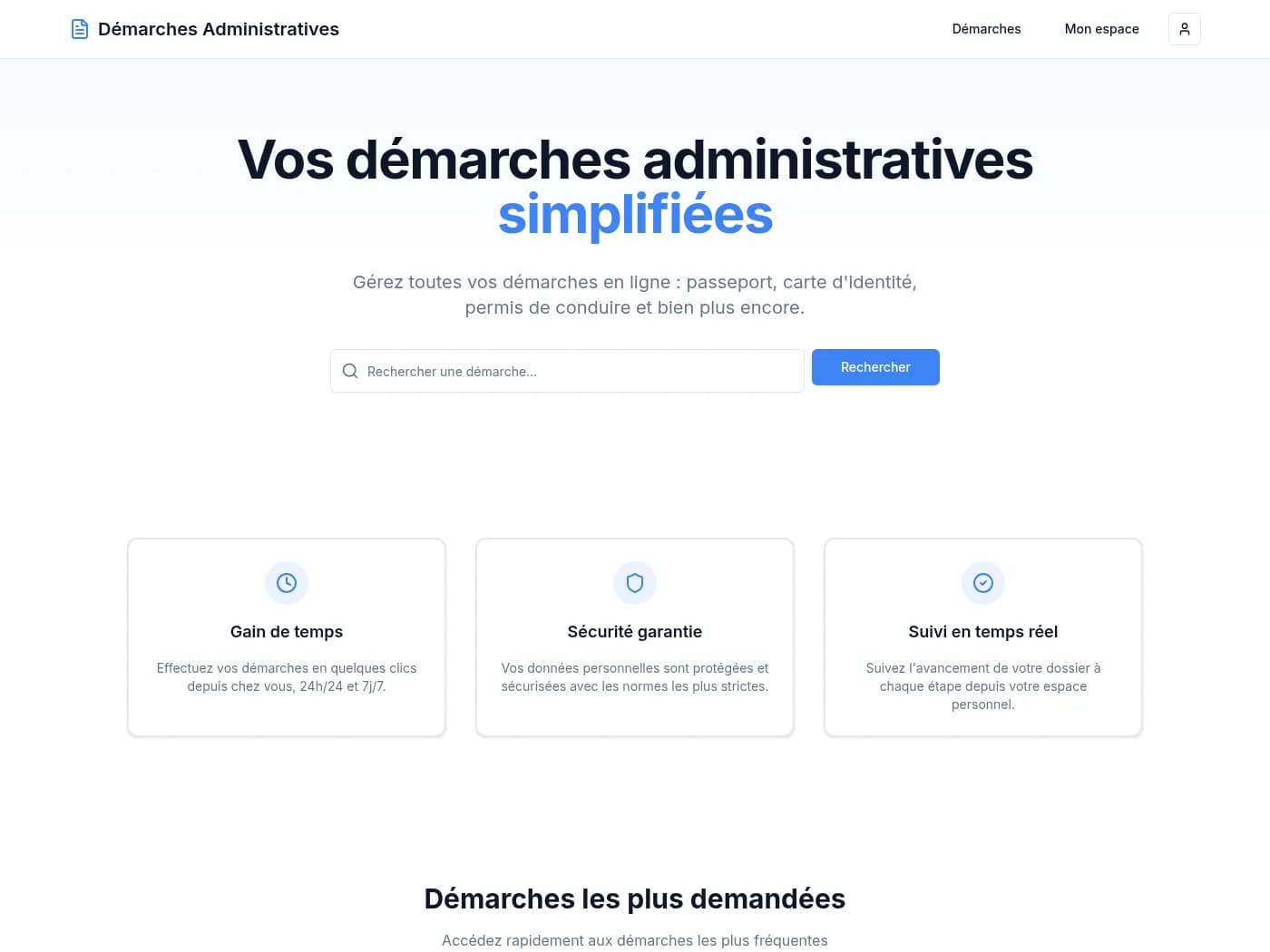 Plateforme de gestion de démarches administratives en ligne