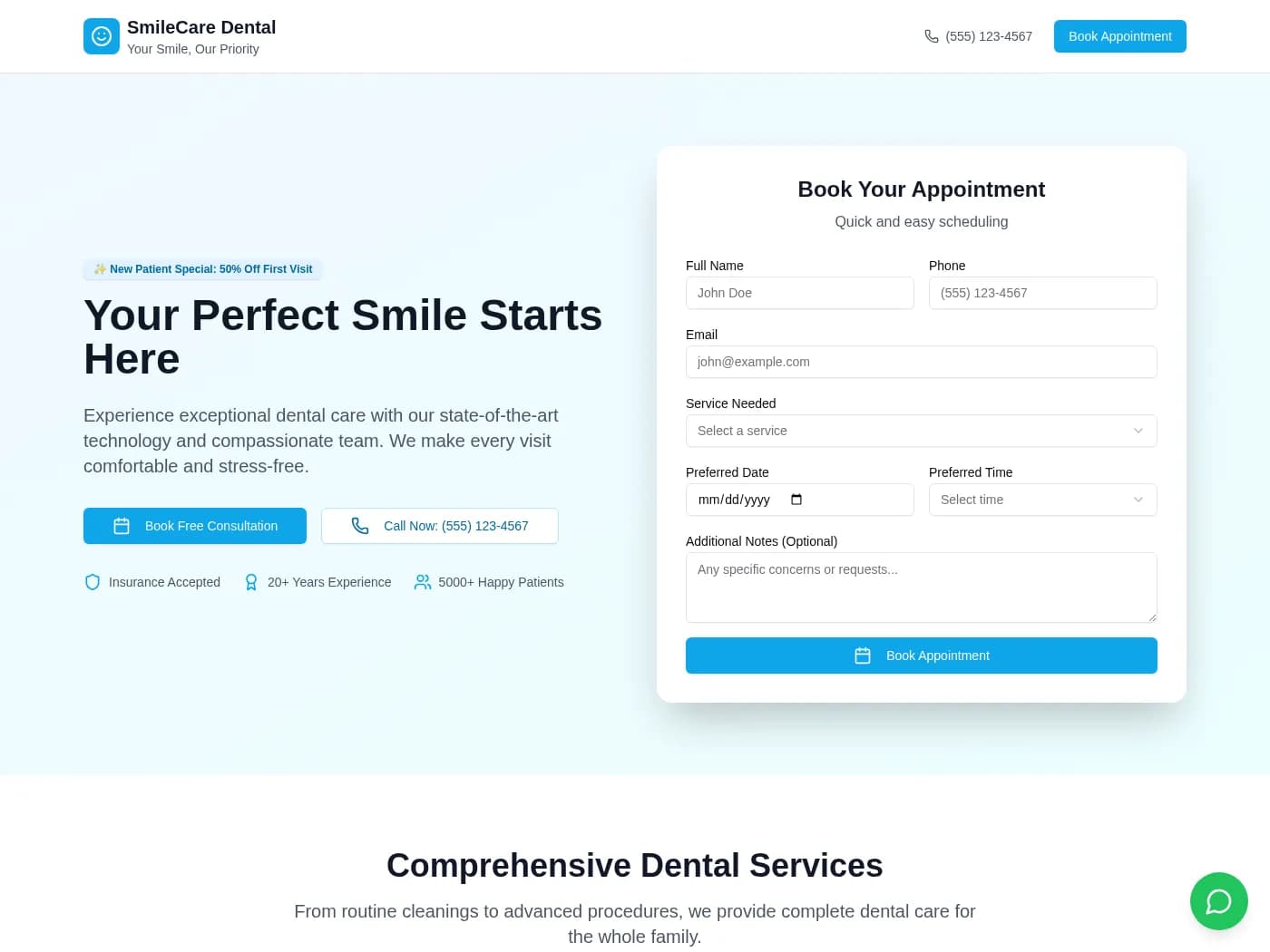 Dental Clinic High-Converting Landing Page