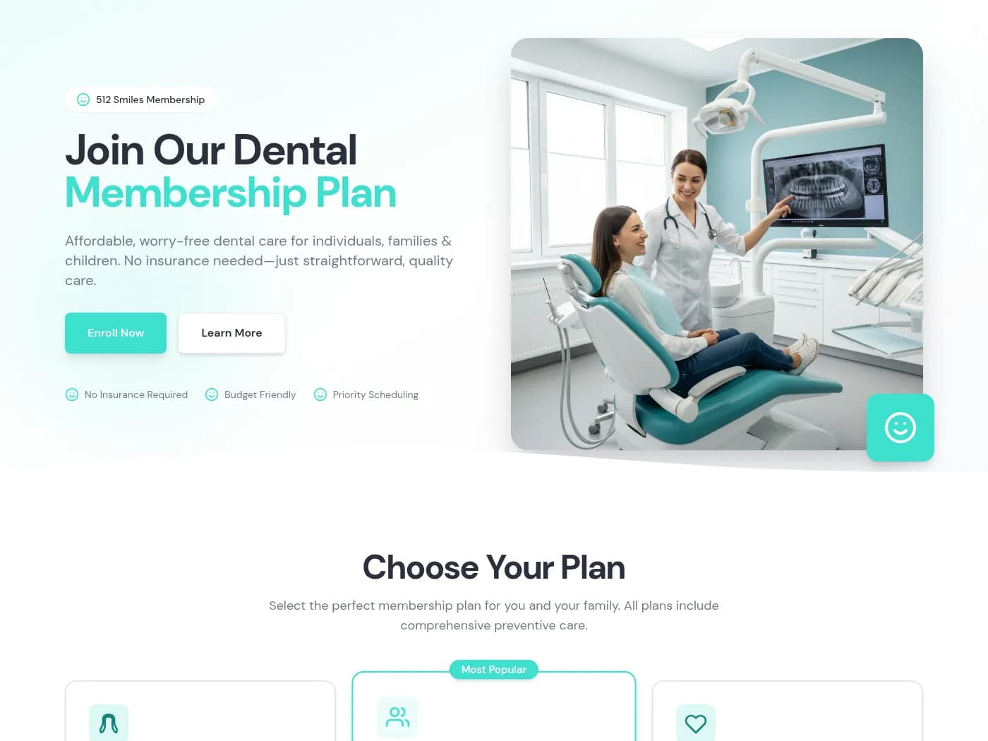 Dental Membership Plan Responsive Landing Page