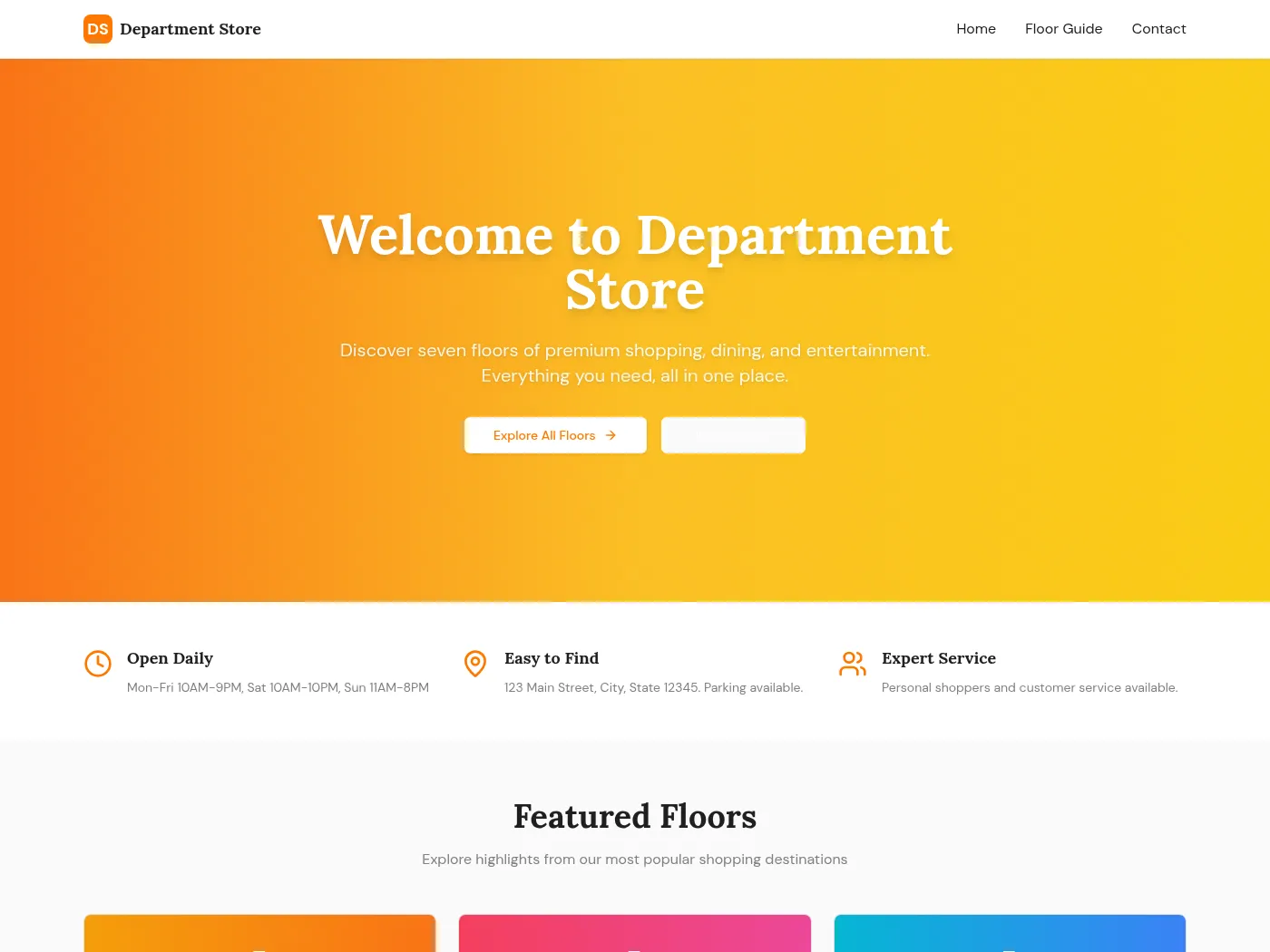 Department Store 7-Floor Introduction Webpages