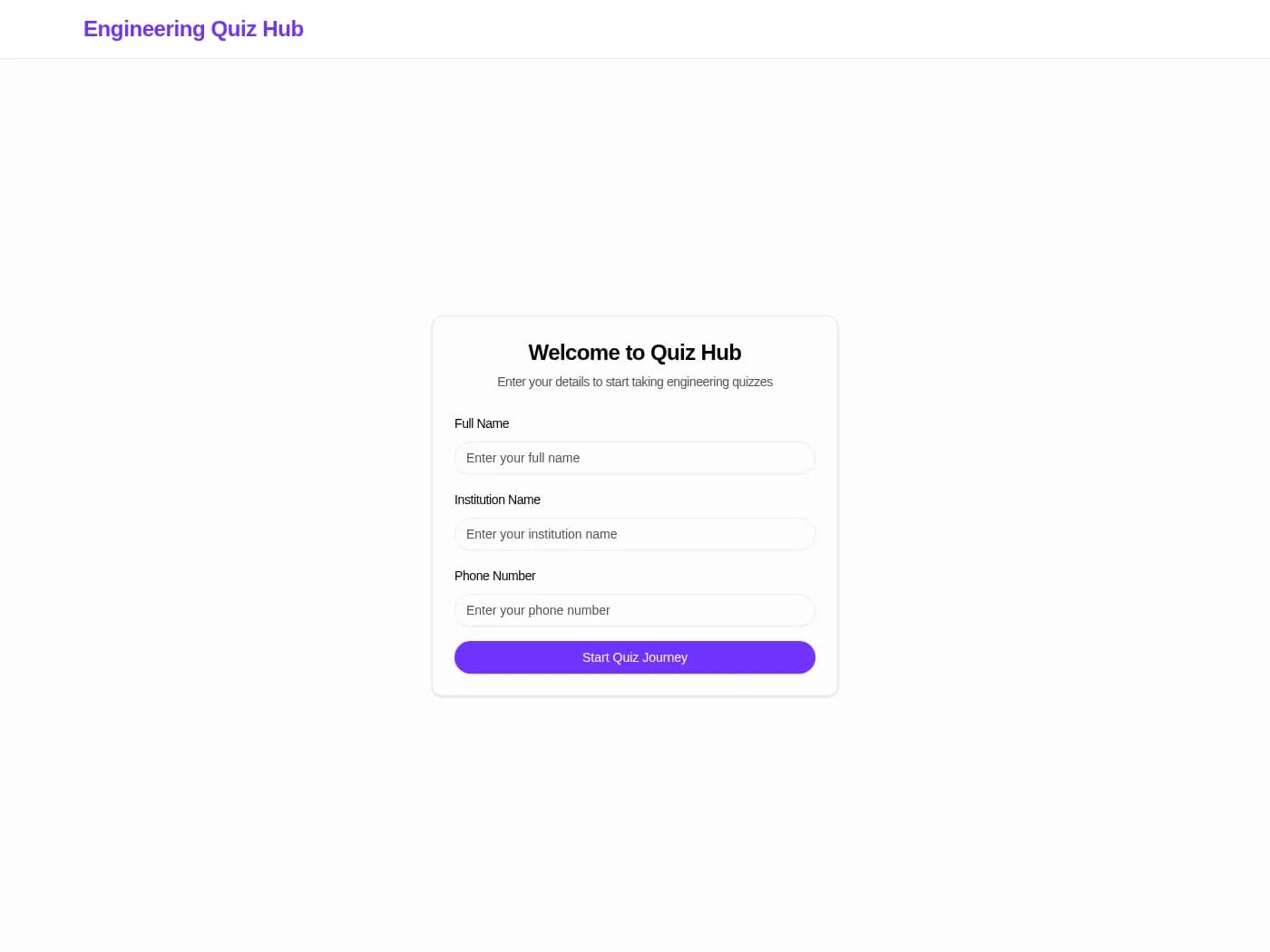 Departmental Engineering Quiz Web App