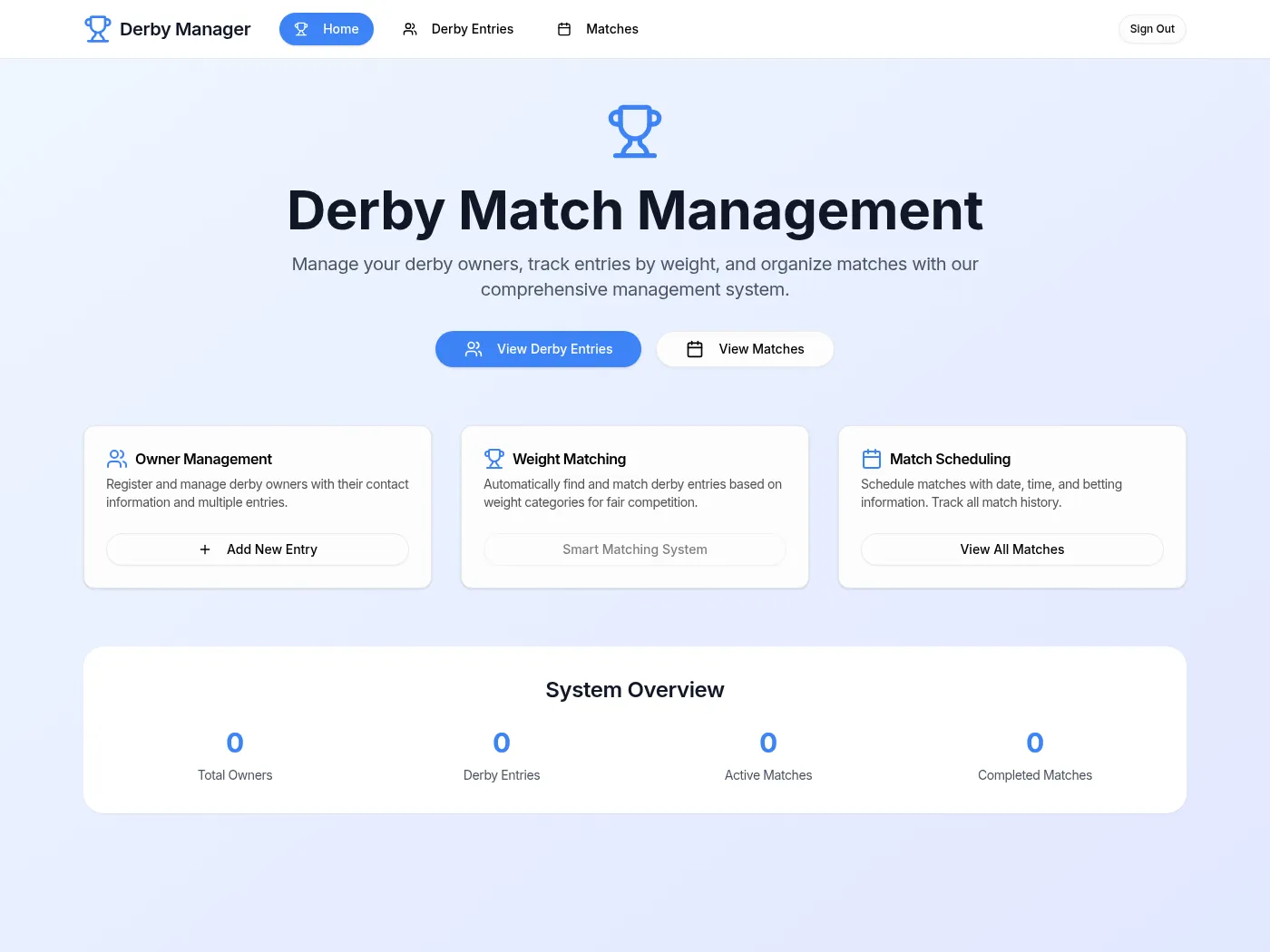 Derby Match Management System